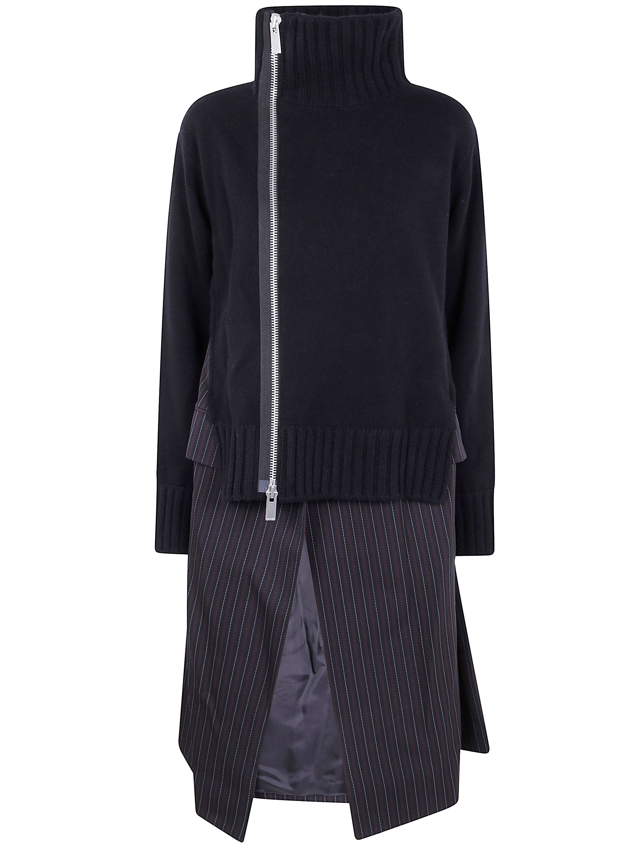 Sacai Stripe Doeskin X Wool Knit Coat Dress – Fashdes